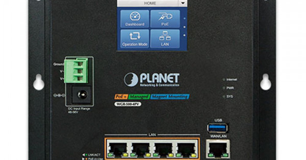 Planet WGR-500-4PV Industrial Wall-mount Gigabit Router with 4-Port 802 ...